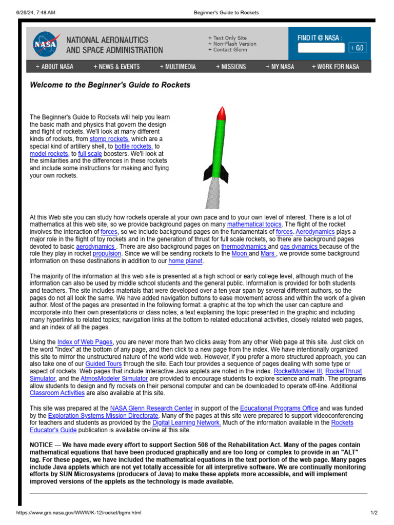 Beginner's Guide to Rockets | PDF | World Wide Web | Internet & Web