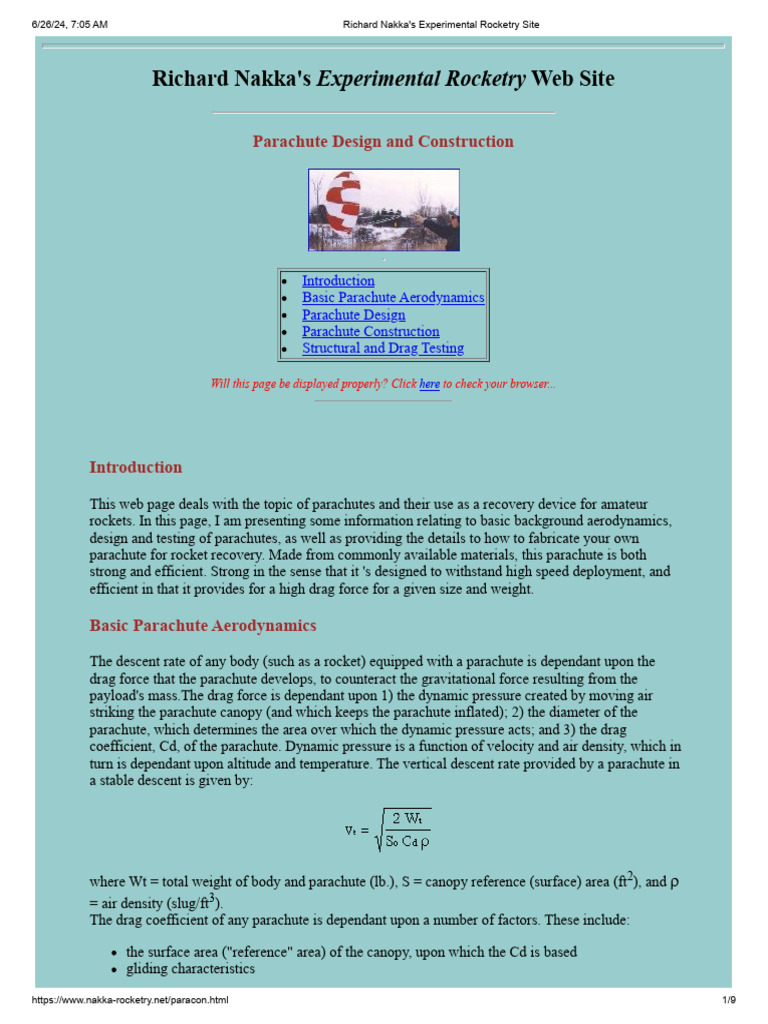 Parachute - Richard Nakka's Experimental Rocketry Site | PDF ...