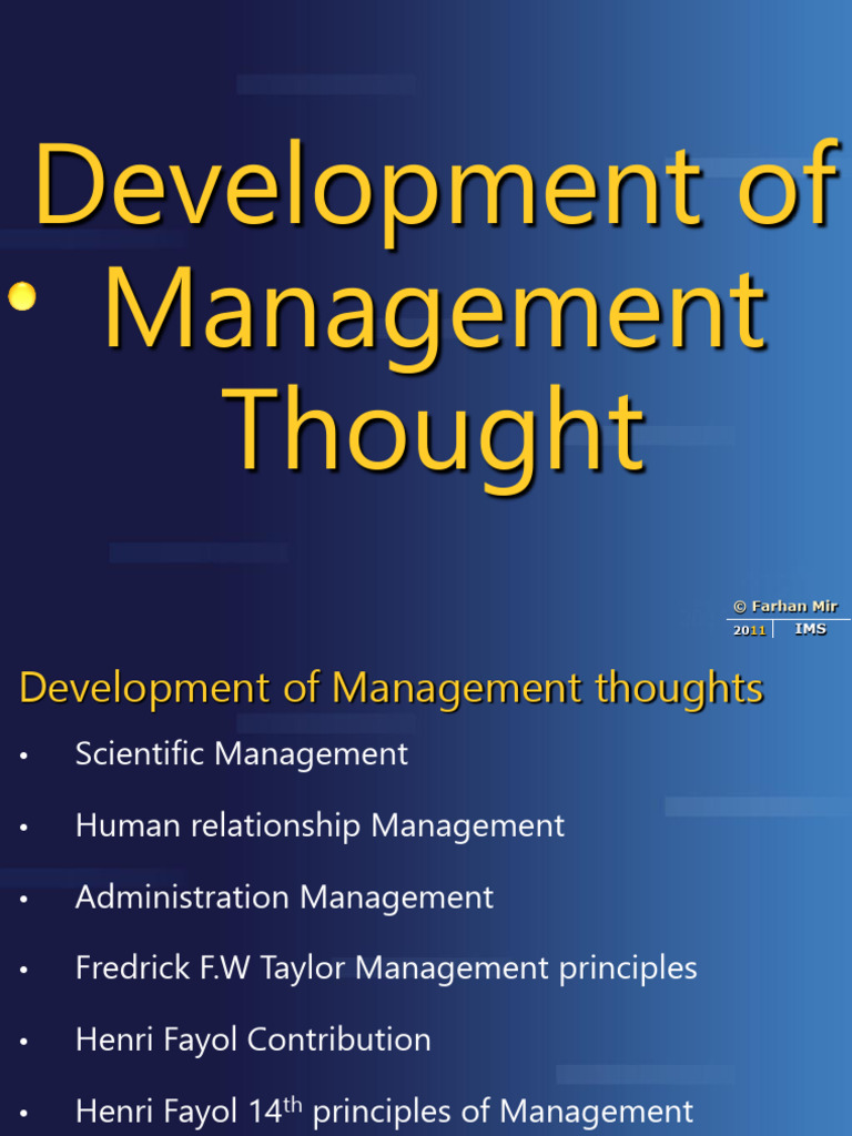 Devlopement of Management Thought | PDF | Employment | Labor