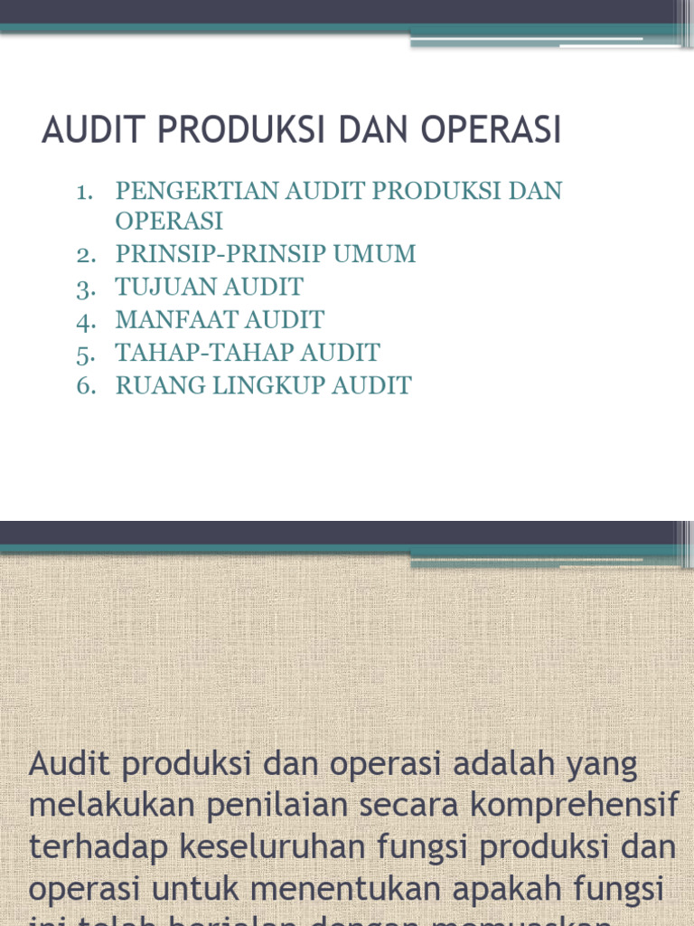 Audit Produksi dan Operasi: Panduan Lengkap | PDF | Bisnis