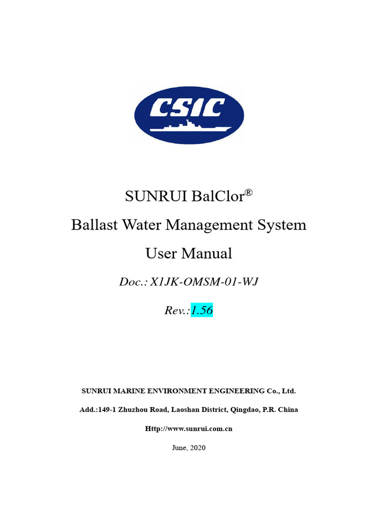 Sunrui Balclor Bwms Manual Ver 1.56 - Eagle | PDF | Water Purification ...