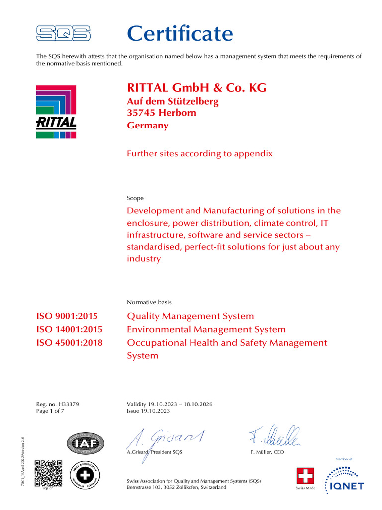 RITTAL GmbH ISO 45001 Certification | PDF | Iso 9000 | Quality Management