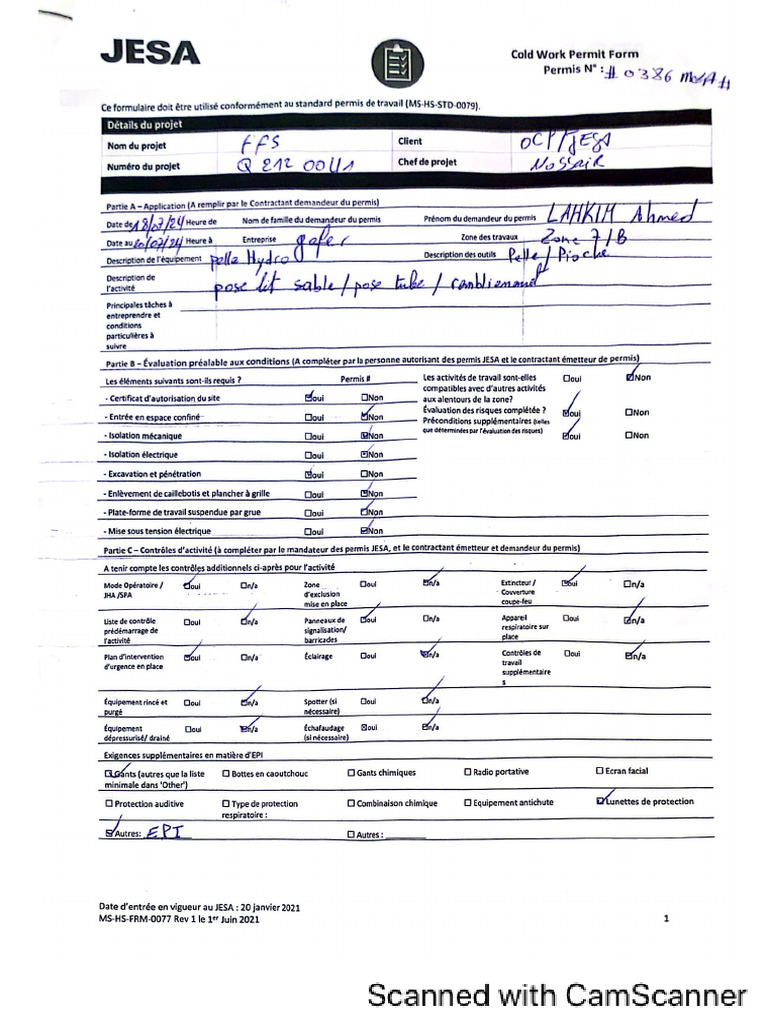 Permit de Excavation Lite Sable Pose Tub | PDF