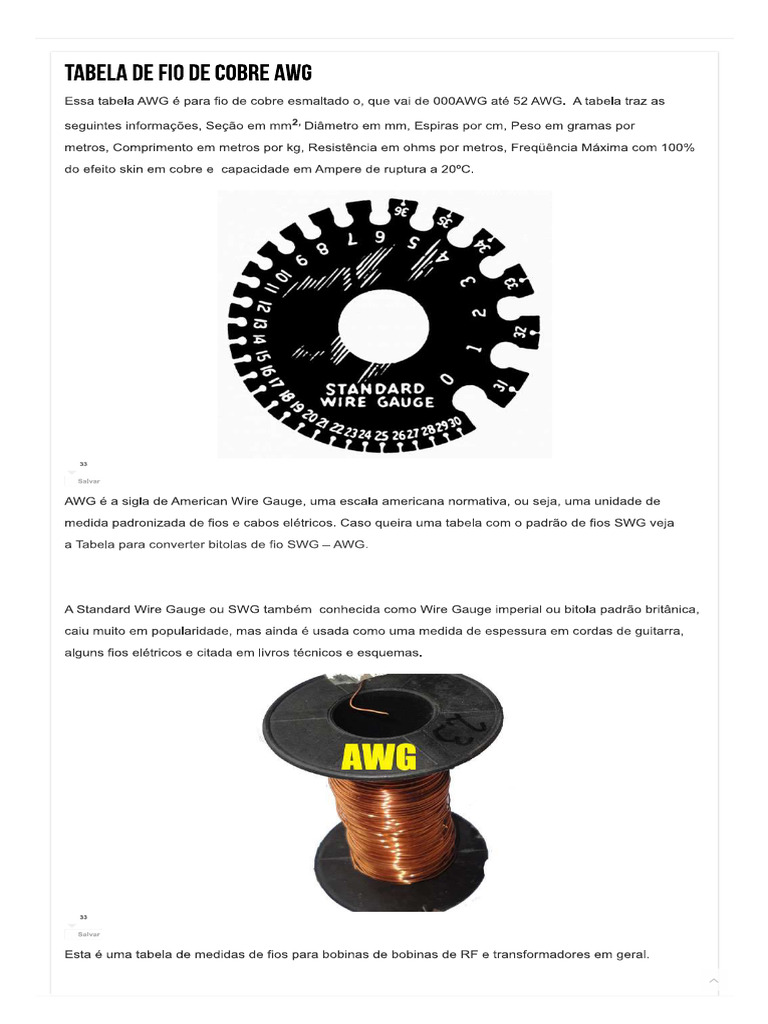 Tabela AWG Teoria | PDF