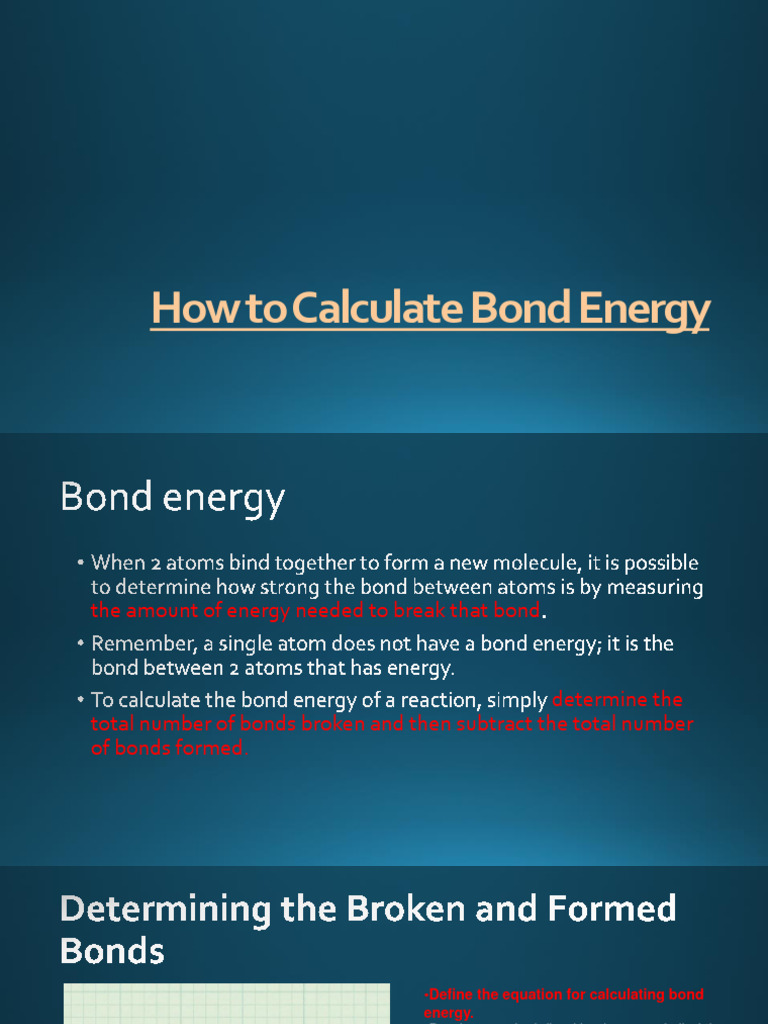 How To Calculate Bond Energy | PDF