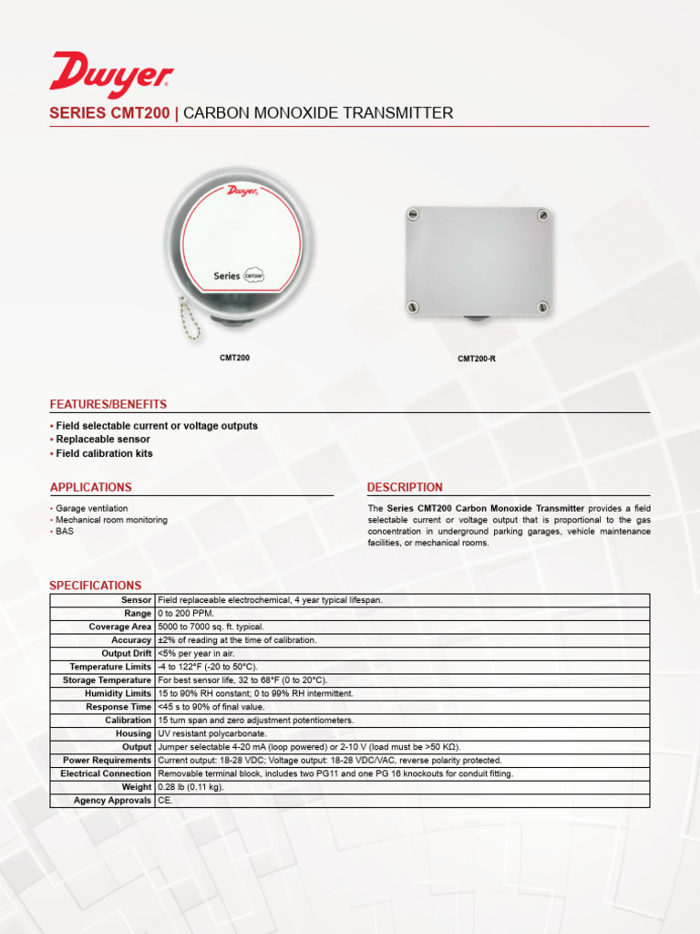 DS - CMT200 Dwyer Mono Oxide Transmiter | PDF | Equipment ...