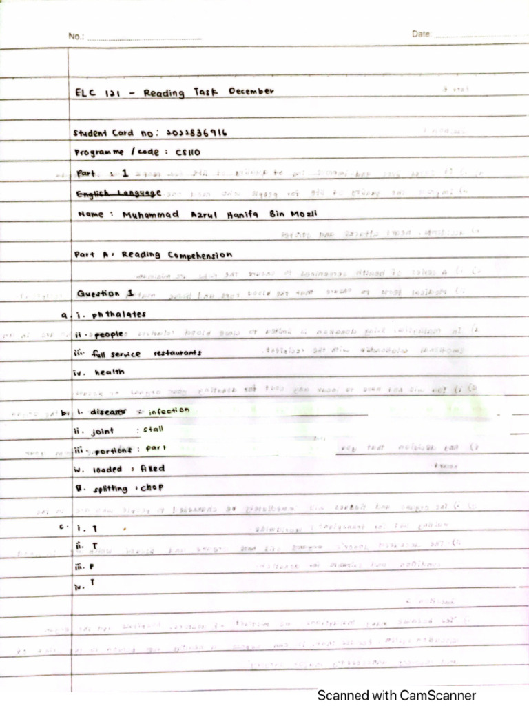 Elc Reading Test | PDF