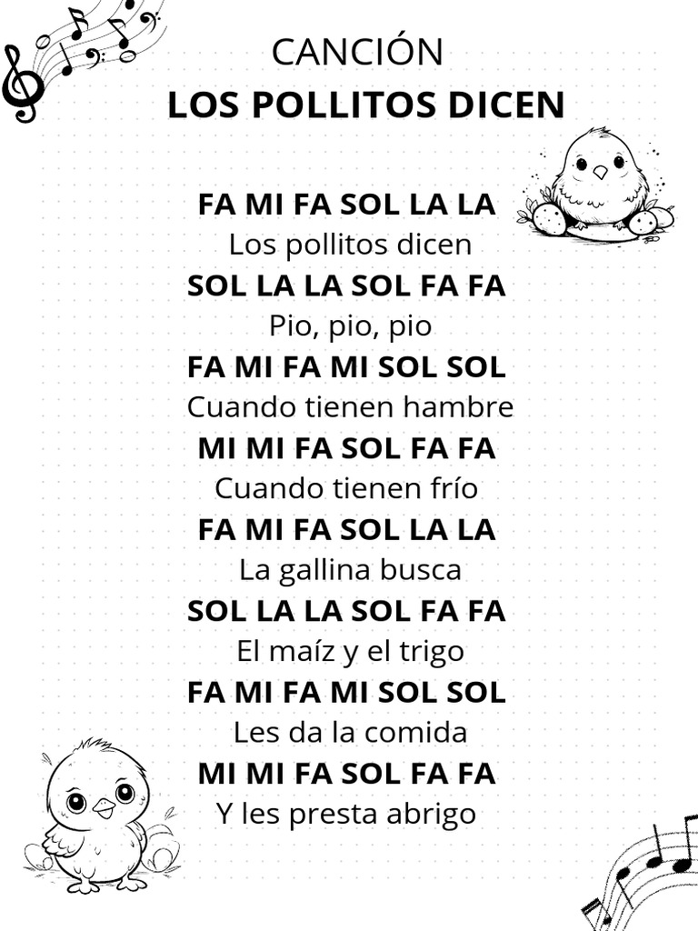 Cancion Los Pollitos Dicen para Metalofono | PDF | Deportes y ...