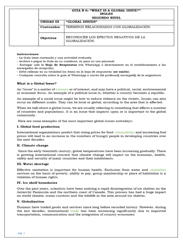 Inglés Guía 6 | PDF | Sustainability | Natural Environment