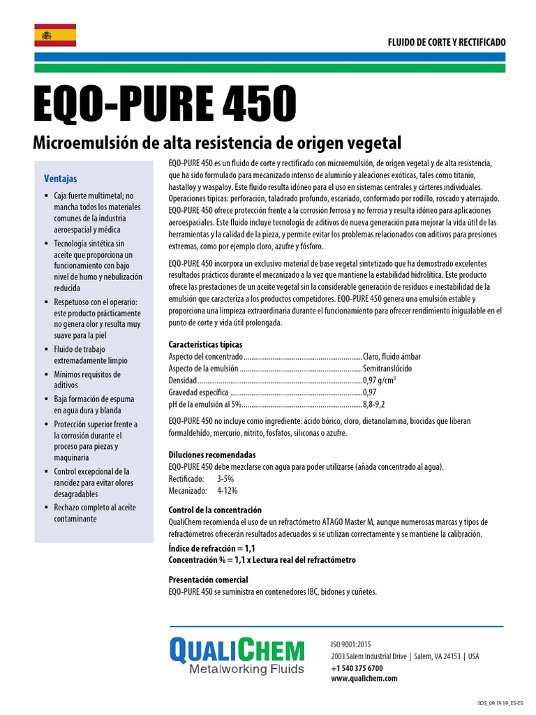 Ficha técnica EQO-PURE 450 PDS_A4_v2_SPANISH-EU | PDF | Aluminio ...