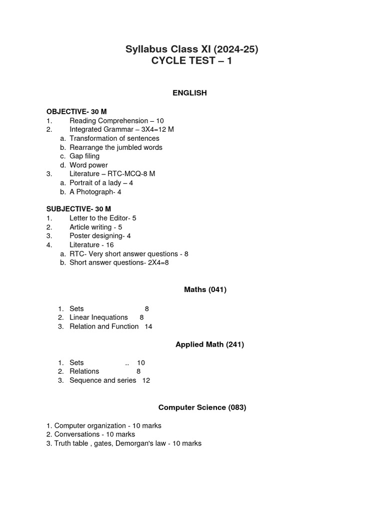 Xi CT1 Syllabus 28052024 134426 | PDF | Science