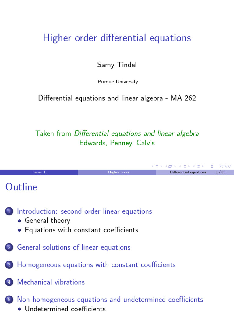 Higher Order Edwards 262 | PDF | Equations | System Of Linear Equations