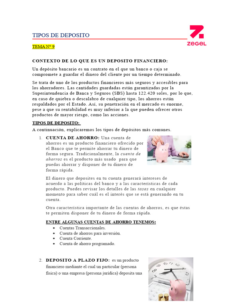 Tipos de Deposito | PDF | Bancos | Dinero