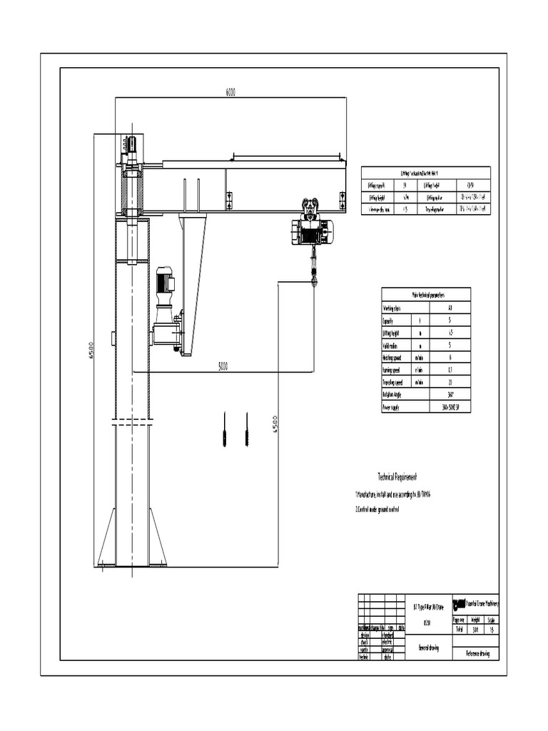 5 Ton Pillar Jib Crane Drawing (1) | PDF