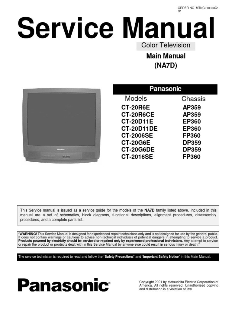 Panasonic Ct-20r6e Ap359-60 | PDF | Voltage | Menu (Computing)