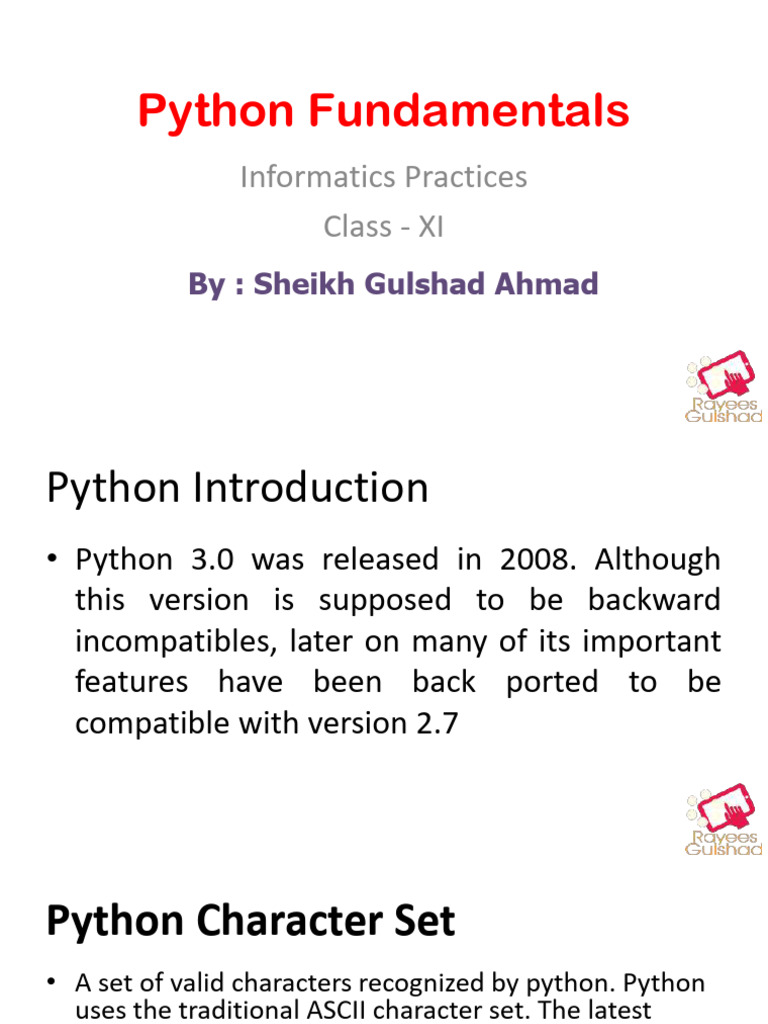 Python Fundamentals | PDF | Data Type | Reserved Word Python Fundamentals | PDF | Data Type | Reserved Word