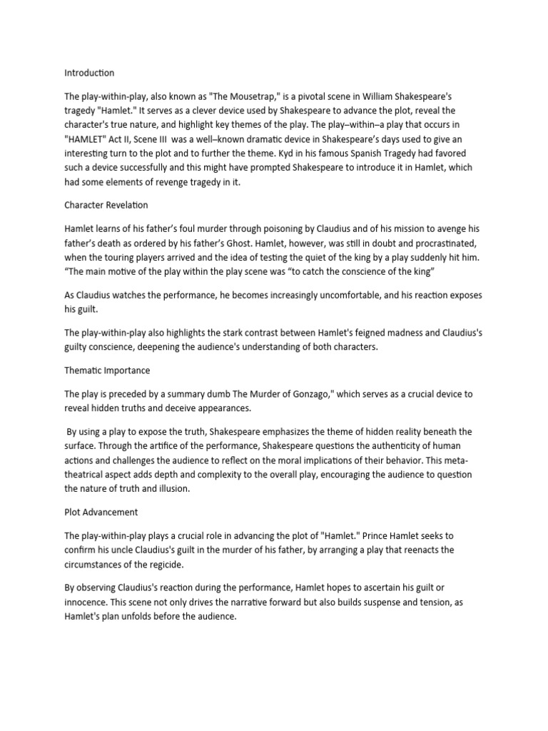 Hamlet Play Within A Play Scene | PDF | Hamlet