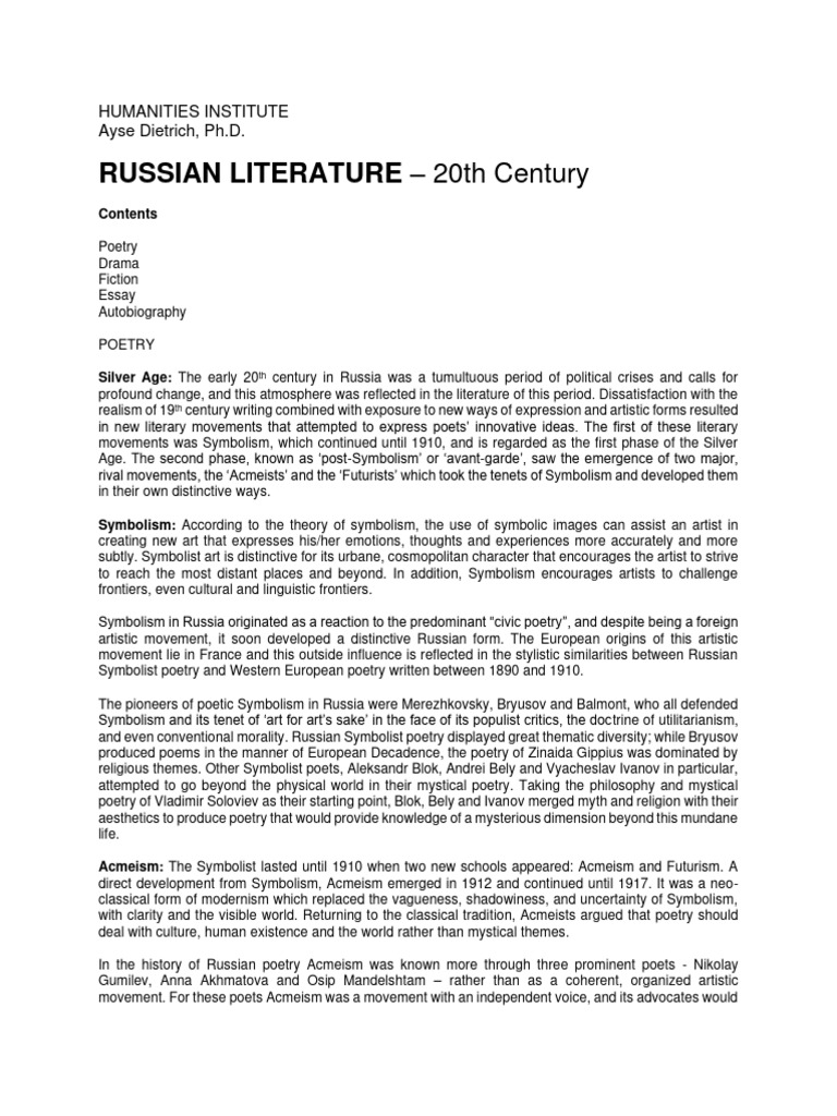 Russia Literature 20 | PDF | Russian Literature | Symbolism (Arts)