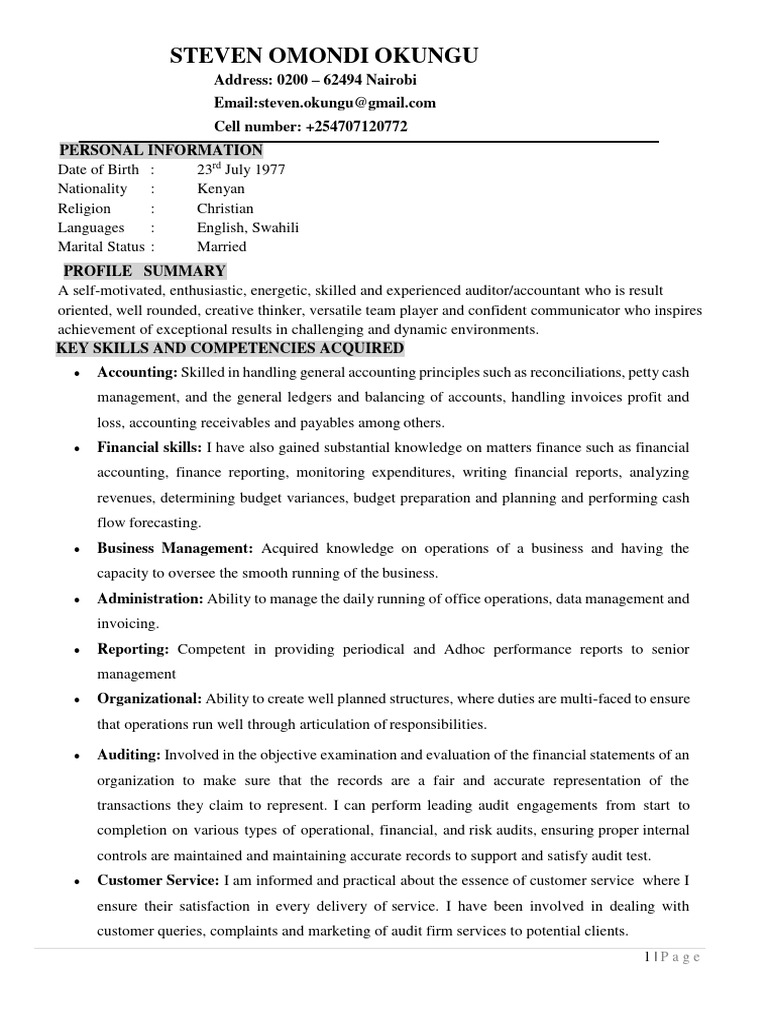 Steven Omondi Okungu | PDF | Audit | Accounting