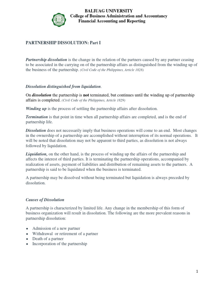 PARTNERSHIP DISSOLUTION Part 1 | PDF | Equity (Finance) | Valuation (Finance)