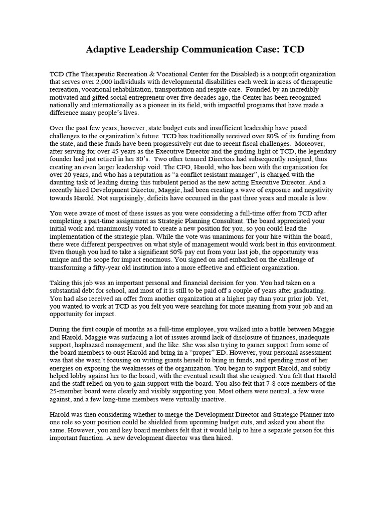 AOCM Leadership Communication Case (TCD) | PDF | Career & Growth | Business