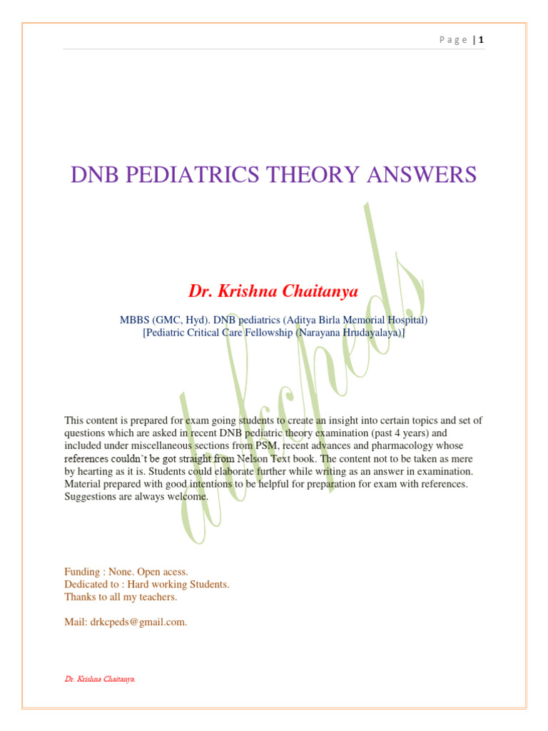 DNB Pediatrics Theory Exam Insights | PDF | Systematic Review | Epilepsy