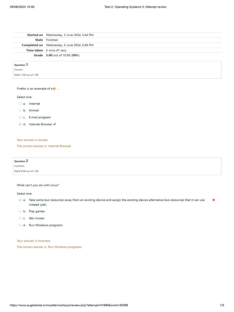 OS Quiz Review & Feedback | PDF | Operating System | Linux