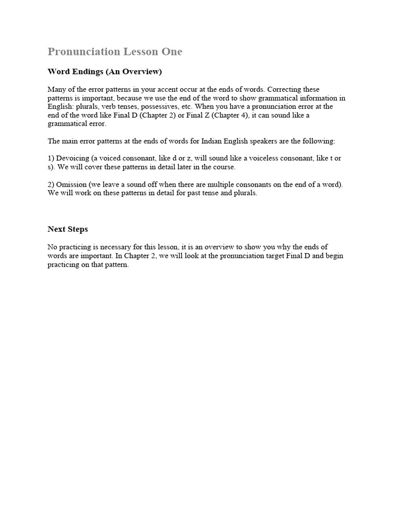 Word Endings Pronunciation Guide | PDF