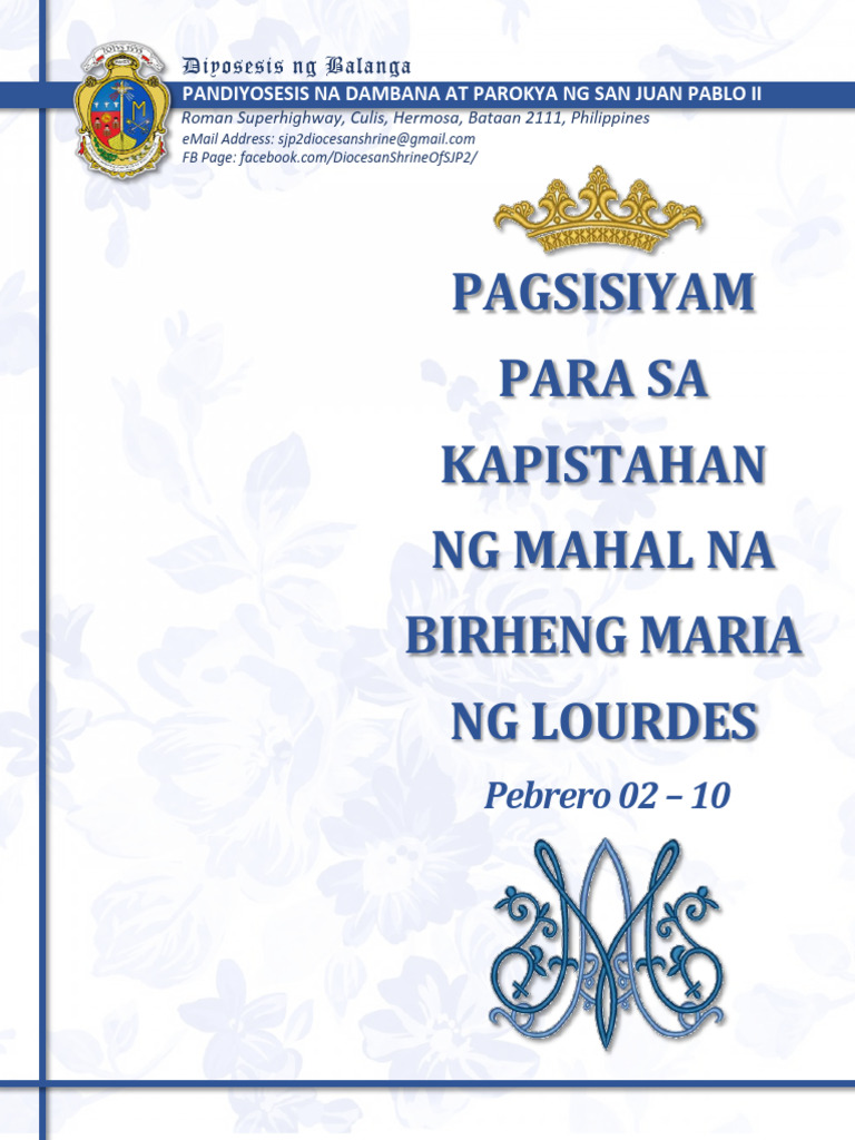 Pagsisiyam para Sa Kapistahan NG Mahal Na Birhen NG Lourdes | PDF