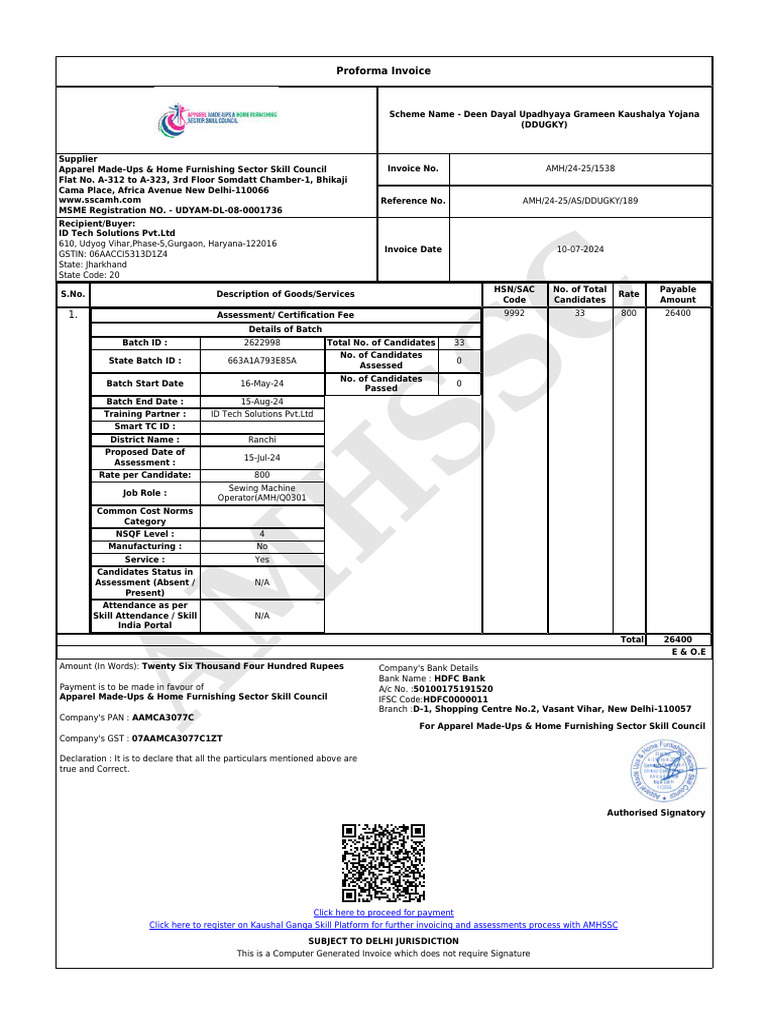 R-03 SMO-15th Batch Assessment Invoice | PDF | Invoice