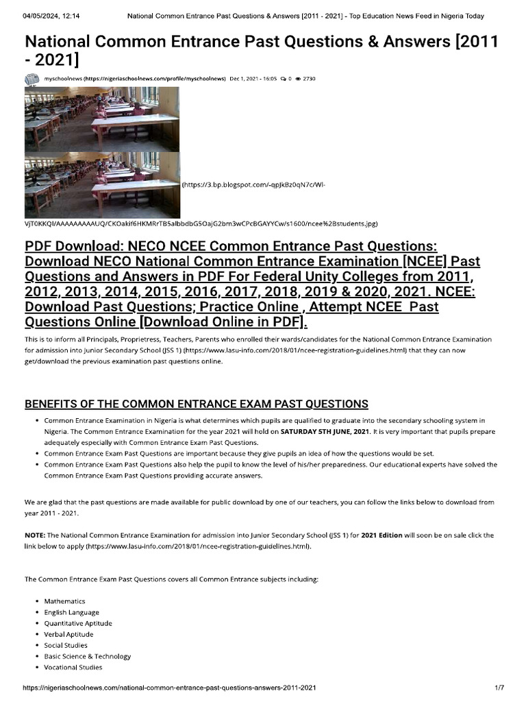 Common Entrance | PDF