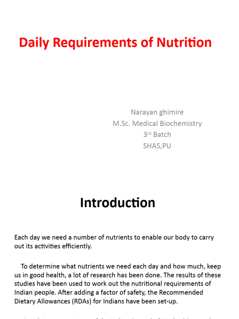 Daily Requirements of Nutrition | Download Free PDF | Nutrients | Diet ...