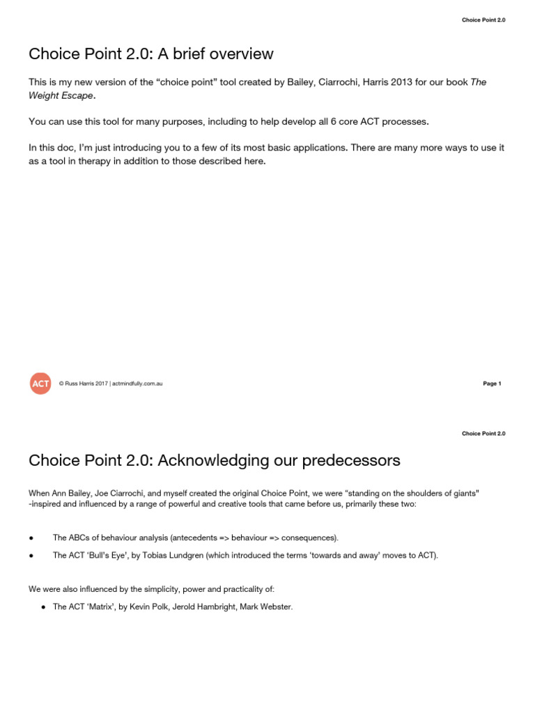 Choice Point 2.0 A Brief Overview | PDF | Feeling | Thought