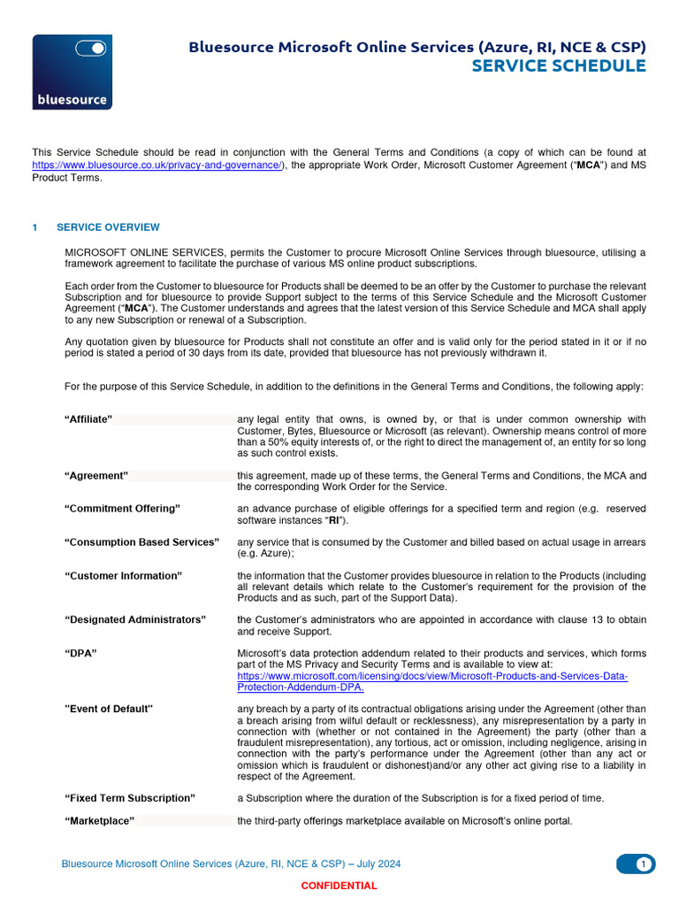 Microsoft Online Services Including CSP NCE RI and Azure July 2024 ...