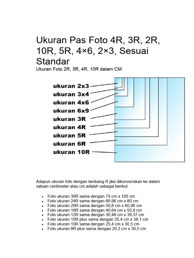 Ukuran Pas Foto 4R | PDF