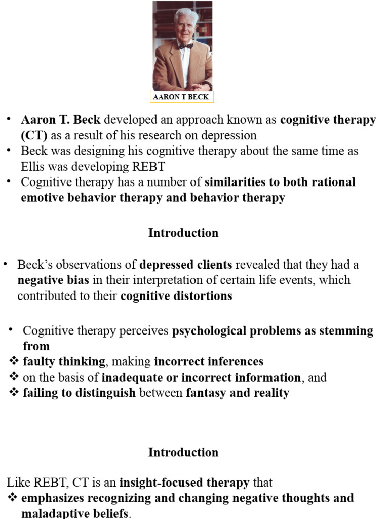 Cognitive Therapy (CT) | PDF | Cognitive Therapy | Psychotherapy