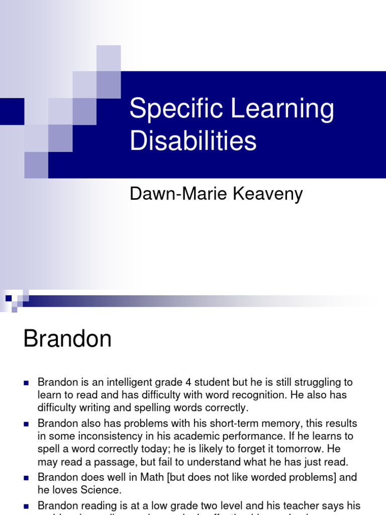 Types of Specific Learning Disabilities | Download Free PDF | Dyslexia ...