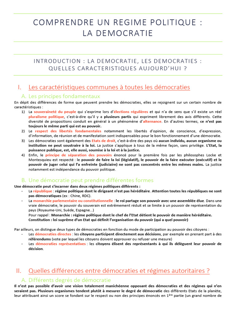 Cours | PDF | Démocratie | Idéologies politiques
