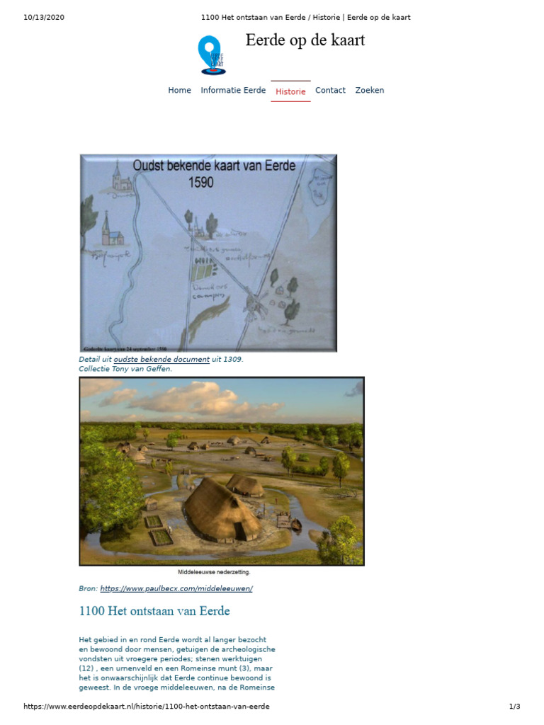 1100 Het Ontstaan Van Eerde - Historie - Eerde Op de Kaart | PDF