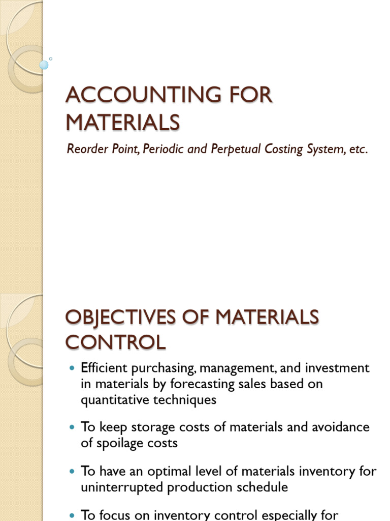 Iv. Accounting-For-Materials | PDF | Inventory | Business Economics
