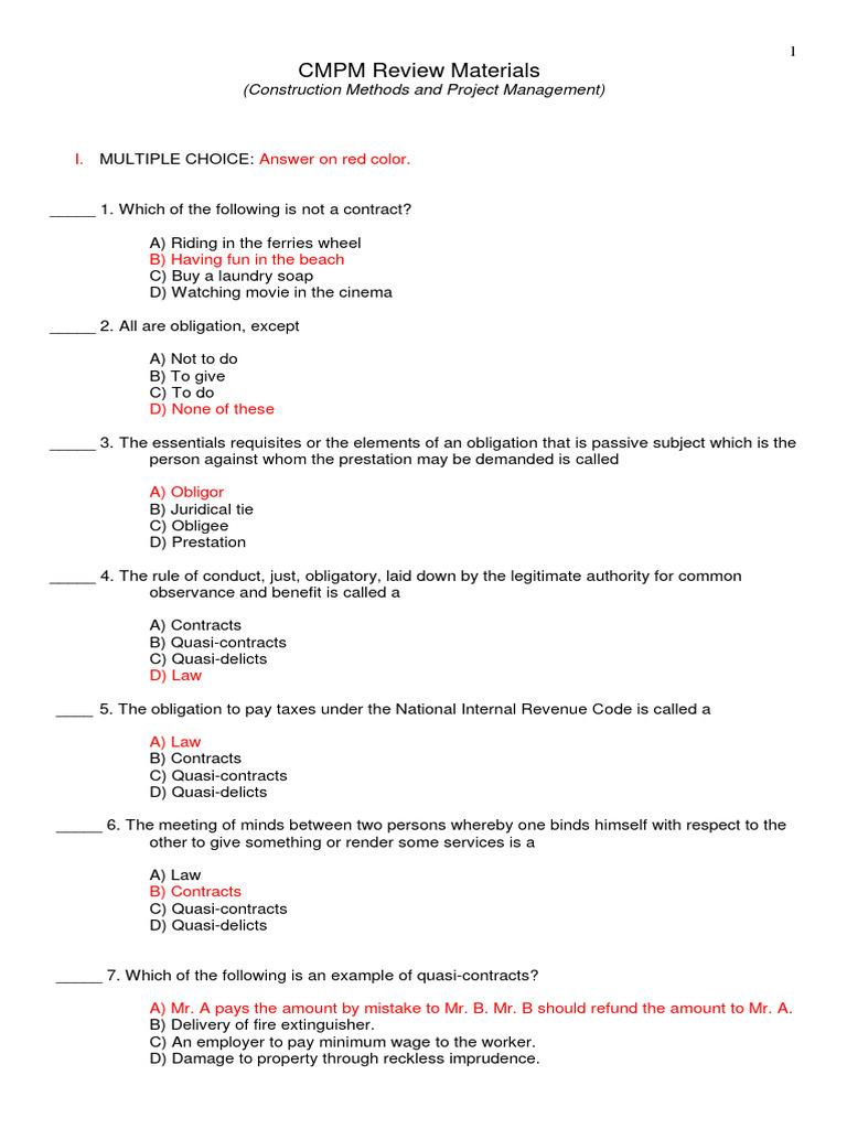 CMPM Review Materials | PDF | Building Information Modeling