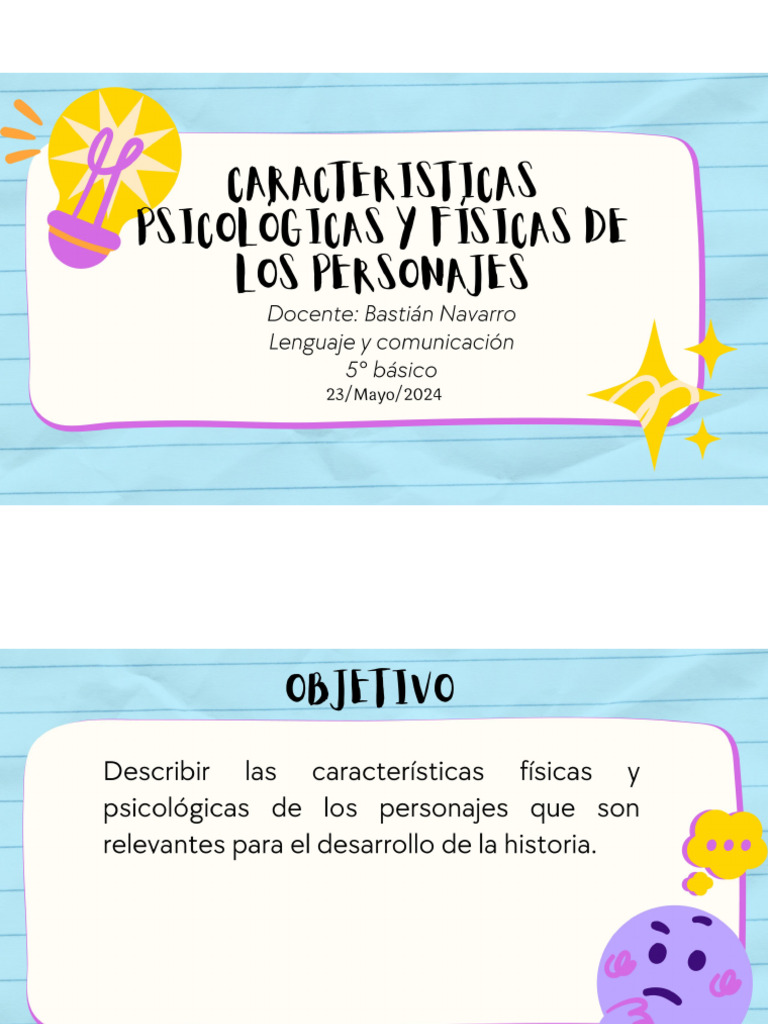 Caracteristicas Psicológicas y Físicas de Los Personajes 5° Básico | PDF
