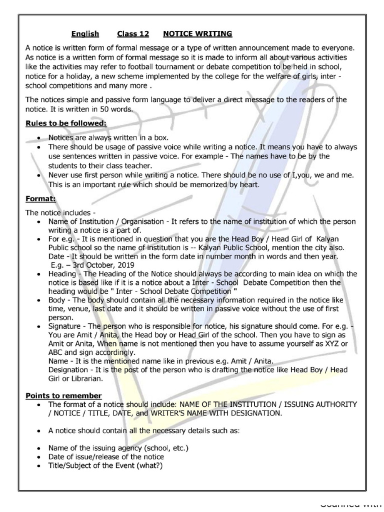 English-Notice Writing | PDF