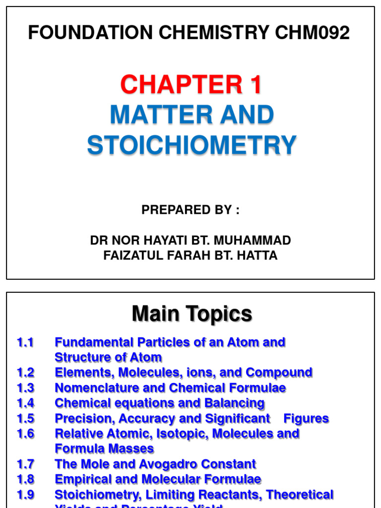 CHAPTER 1-Matter and Stochiometry | PDF | Ion | Chemical Compounds