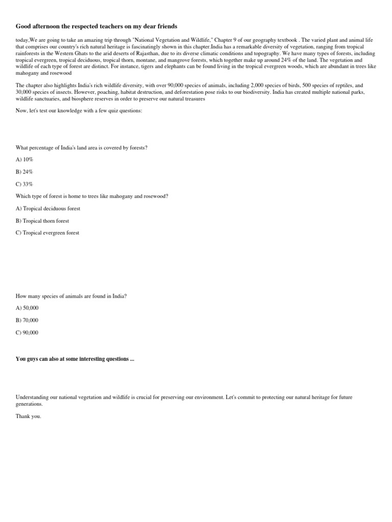 Class 9th Geography Speech | PDF