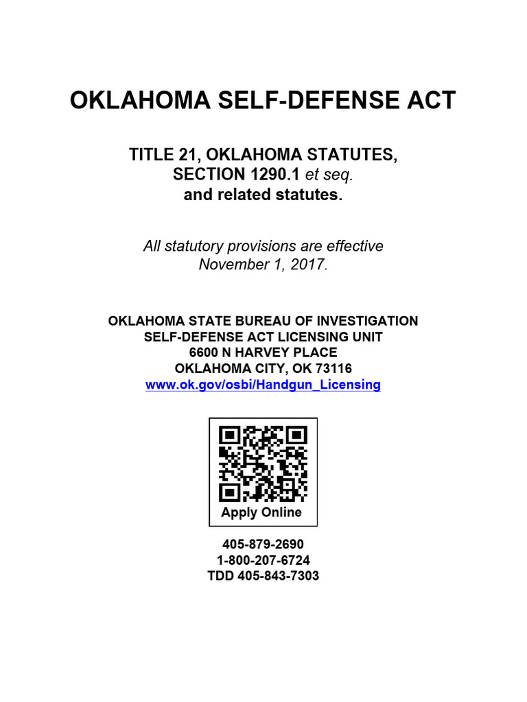 OK Self Defense Act | PDF | Credit Card | Firearms