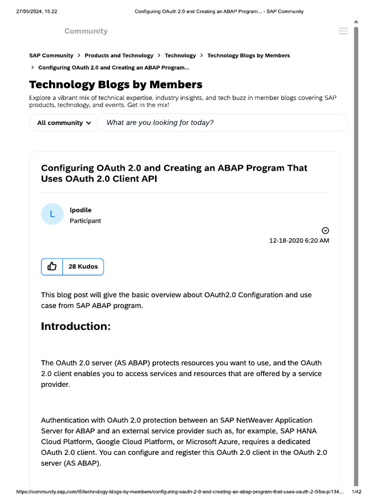 Configuring OAuth 2.0 and Creating An ABAP Program That Uses OAuth 2.0 Client API | PDF