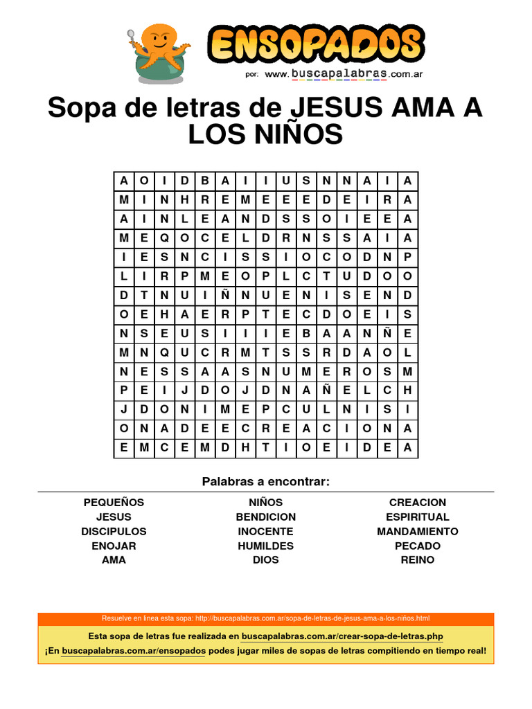 sopa-de-letras-de-jesus-ama-a-los-niños | Descargar gratis PDF ...