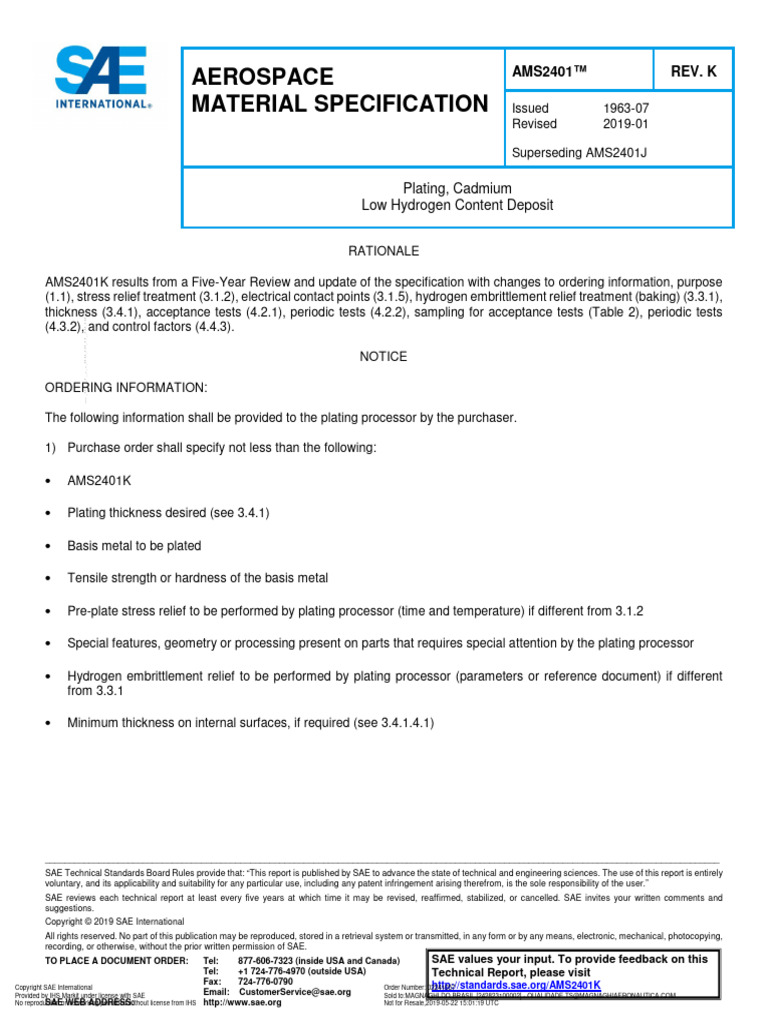 Sae Ams 2401 - K | PDF | Screw | Coating