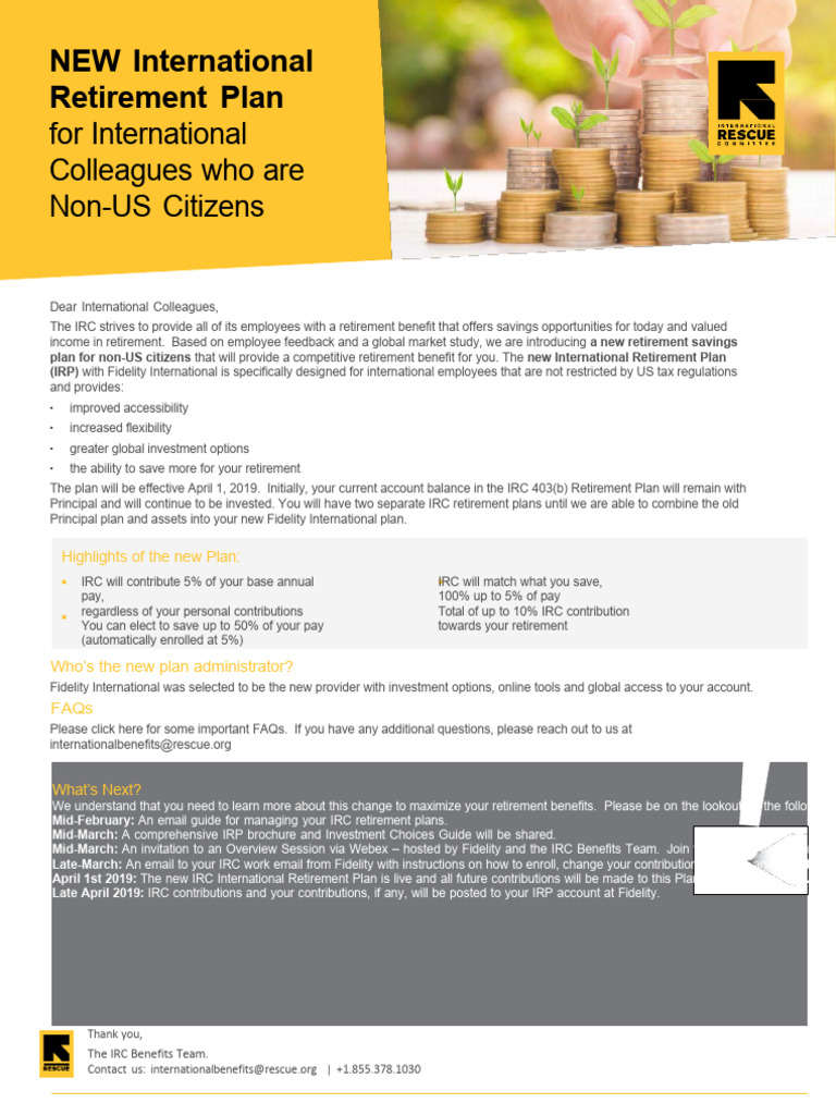 New IRC International Retirement Plan | PDF | Pension | Business